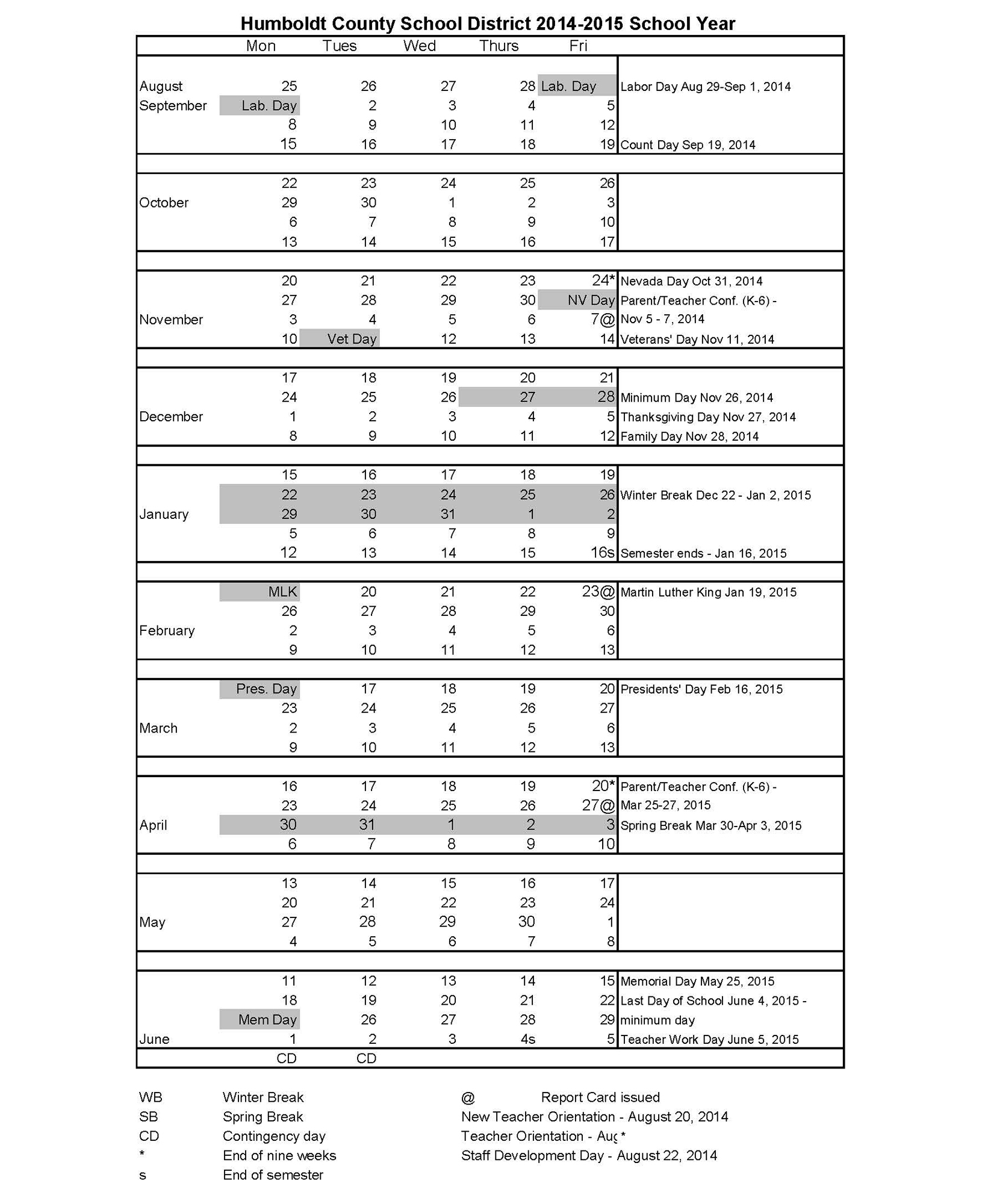District releases revised calendar for 2014-2015 – Lowry High